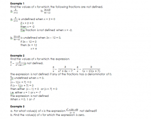 Algebraic Fractions II - Class Notes