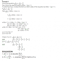 Algebraic Fractions II - Class Notes