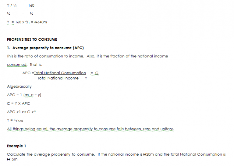 Theory of Income Determination - Class Notes