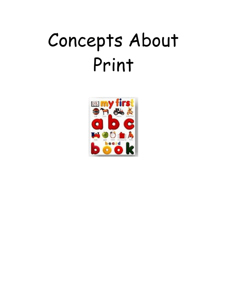 Concepts of print | Recognitions of title page, margins, illustrations ...
