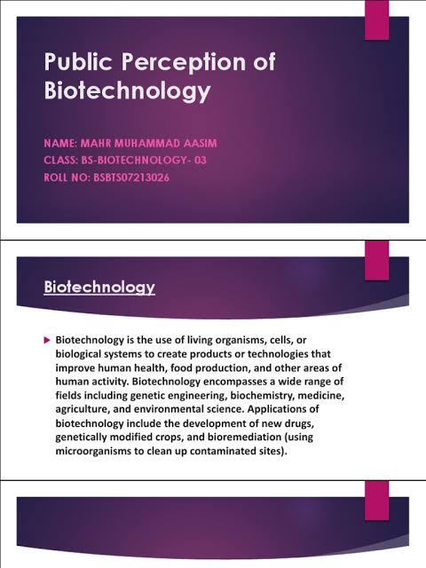 Public perception and acceptance of biotechnology - Class Notes