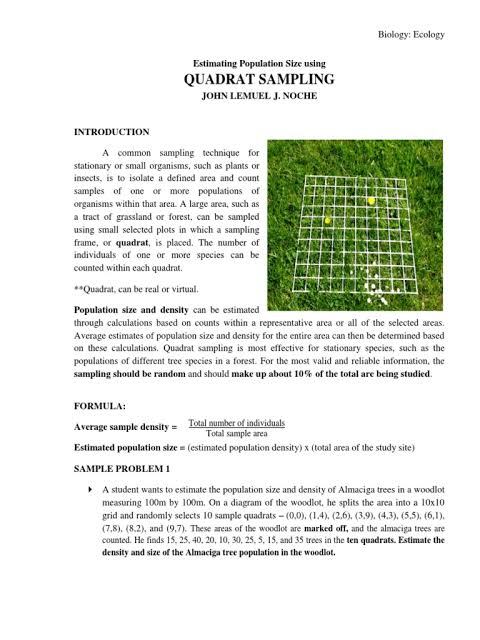 Estimating Population Size And Density - ClassNotes.ng
