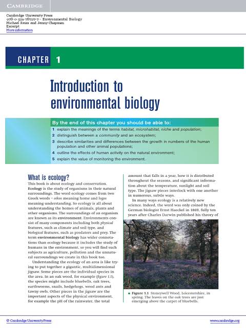 Introduction To Environmental Biology - Class Notes